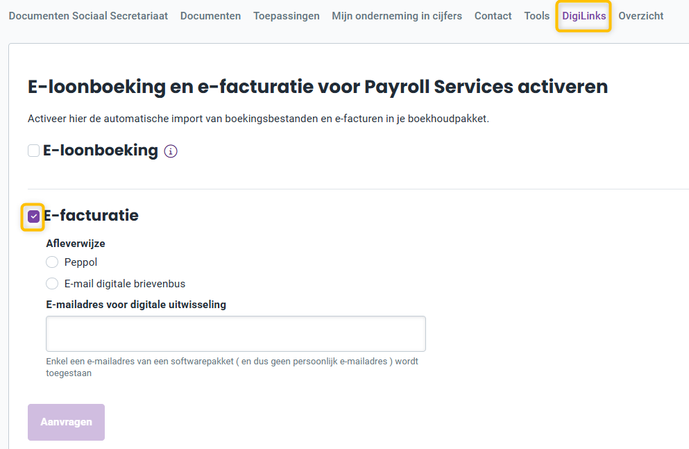 Hoe kan ik als boekhouder e-loonboeking en e-facturatie bij mijn klant activeren? – Liantis Support